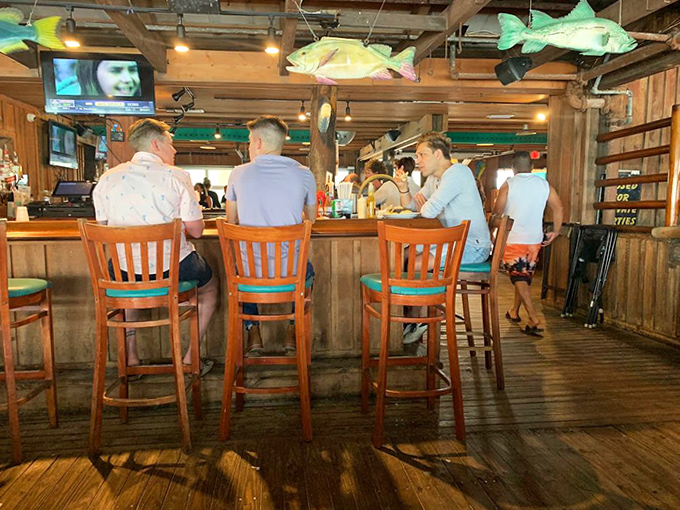 The bar area strikes that perfect balance between lively and laid-back, where locals and visitors trade fishing tales over cold drinks.