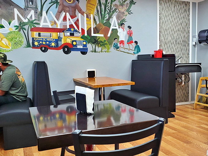 Comfortable booth seating invites you to settle in and savor every bite. The clean, simple interior lets the aromatic dishes take center stage.