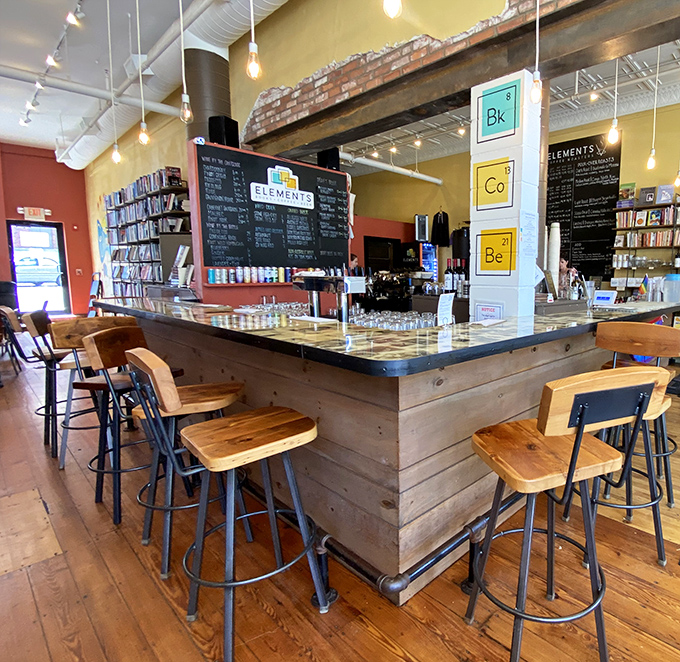 The periodic table-inspired signage &ndash; Bk Co Be &ndash; science's way of saying "you belong here, hungry bookworm."