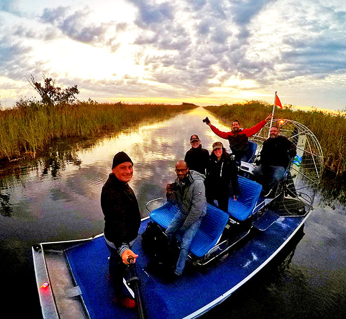 Sunset selfies in the Everglades &ndash; where "golden hour" takes on a whole new meaning and everyone suddenly becomes photogenic.