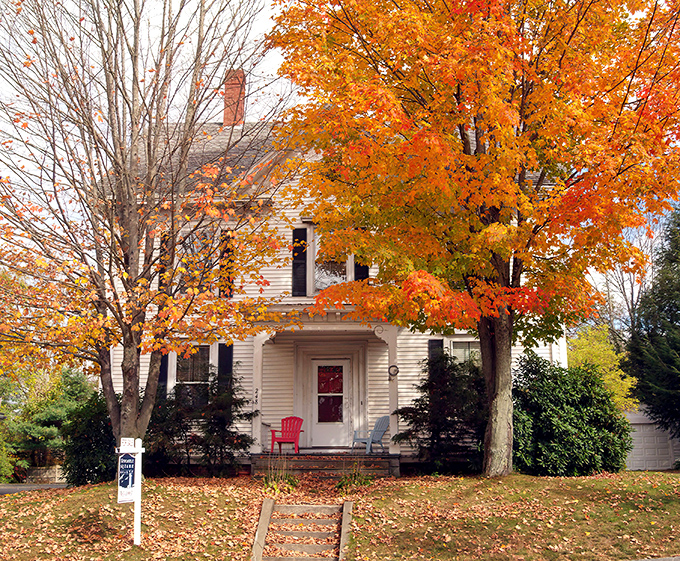 Classic New England charm with a side of spectacular foliage &ndash; this house has probably witnessed over a century of Maine autumns.