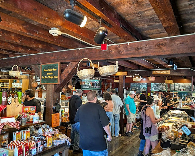 A food lover's paradise where exposed beams watch over generations of customers falling in love with Vermont's finest flavors.