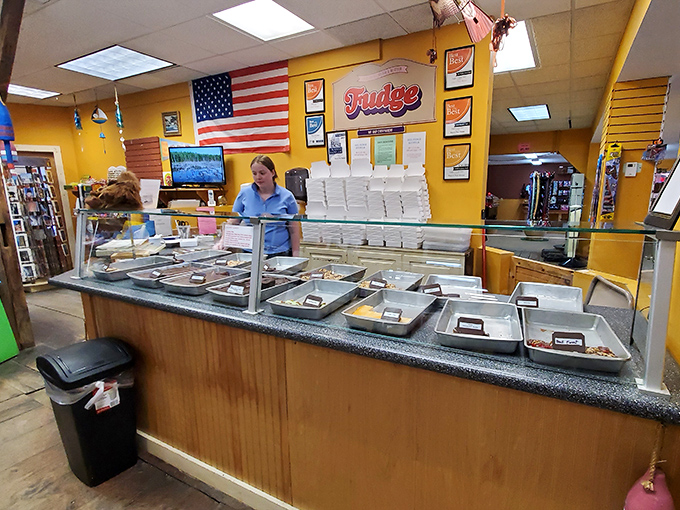 The fudge counter is command central at Perry's, where sweet dreams are sliced into reality by helpful staff ready with samples.