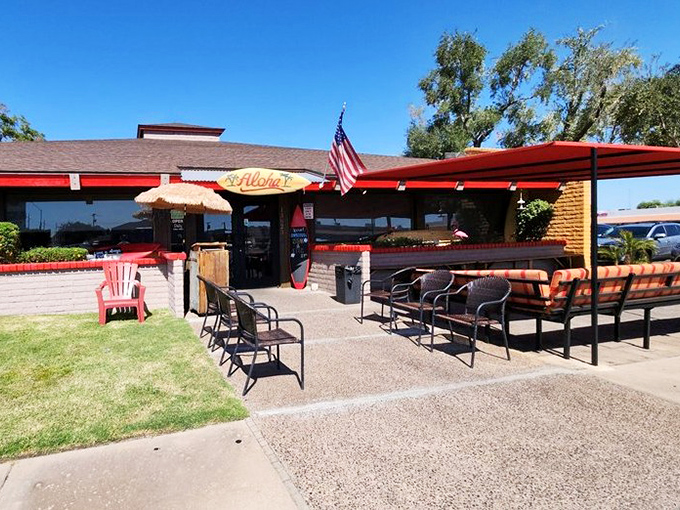 Outdoor seating under the Arizona sky provides a perfect spot for enjoying morning meals when the desert weather cooperates.