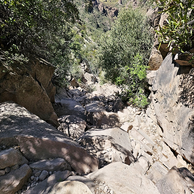 The path less traveled requires careful footing, but rewards the adventurous with secret canyons and hidden vistas few visitors ever experience.