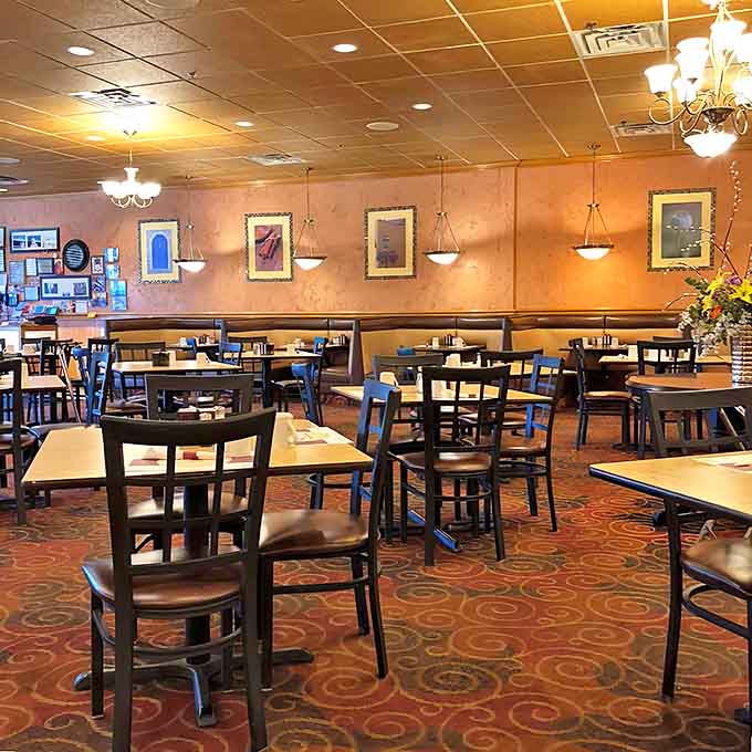 Booth seating designed for serious breakfast conversations and the kind of meals that require settling in for the long haul.