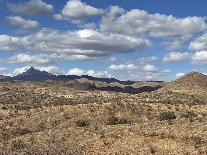 Rugged terrain reveals nature's sculptural talents, carving dramatic canyons through ancient rock over countless millennia.