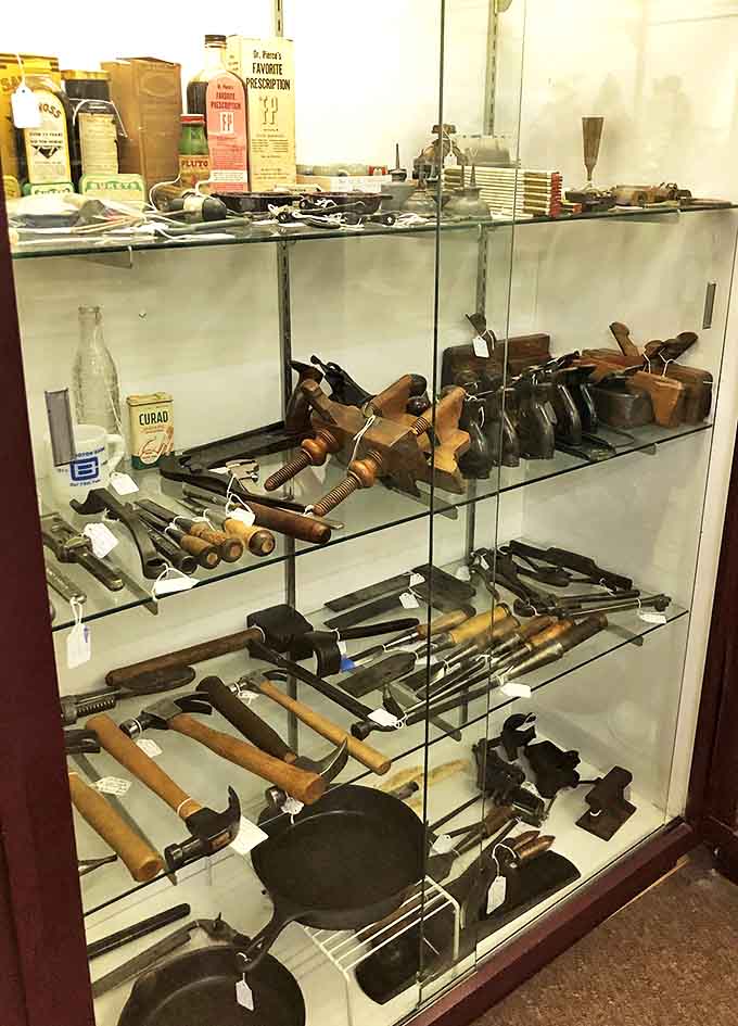 Tools that built America, displayed with reverence &ndash; each worn handle and patinated surface tells stories of work accomplished.