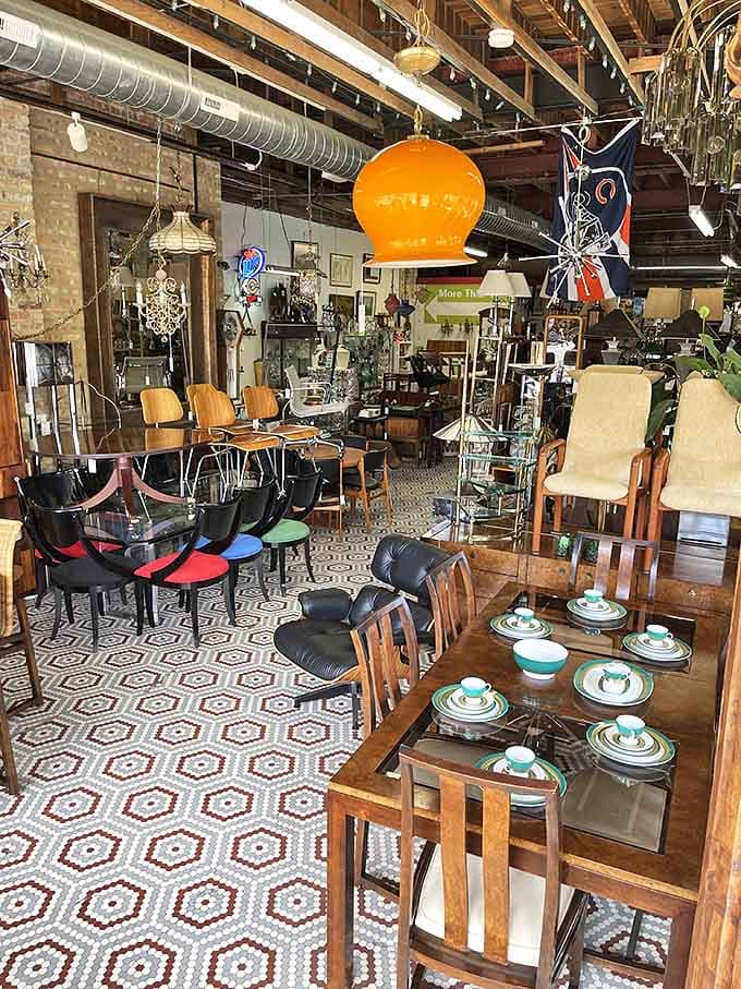 The exterior mural features surreal elements that hint at the dreamlike quality of stepping into a space where past and present coexist beautifully.