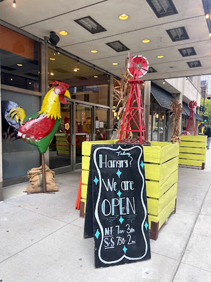 Where whimsy meets wonderful eats. The playful decor outside hints at the joyful pancake experience waiting within.
