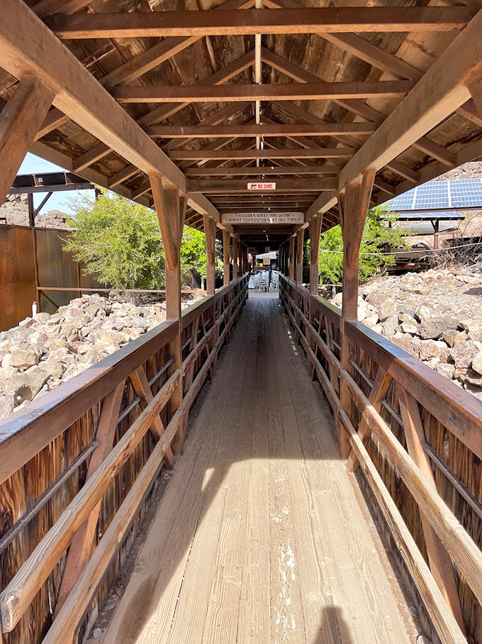 The bridge to beer-adise: Cross here to leave your worries behind and enter a world of desert-style relaxation.