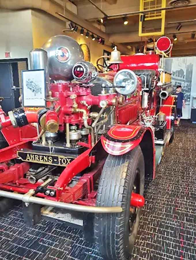 Ahrens-Fox Engine: That gleaming spherical air chamber isn't just beautiful&mdash;it's engineering brilliance that made this the Rolls Royce of early motorized fire engines.