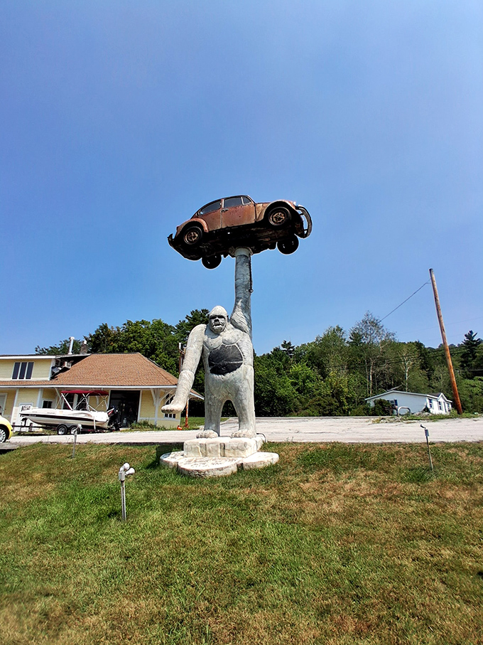 The sheer scale becomes apparent when visitors stand beneath this towering tribute to roadside Americana and creative vision.