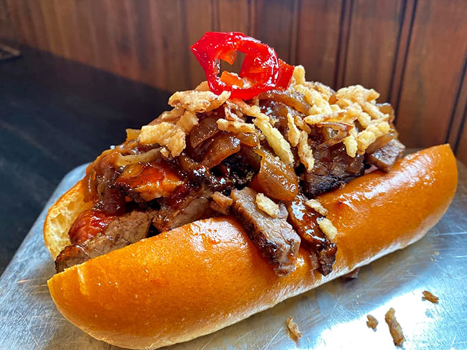 This isn't your average hot dog &ndash; it's a brisket-topped flavor bomb that makes ordinary dogs hang their heads in shame.