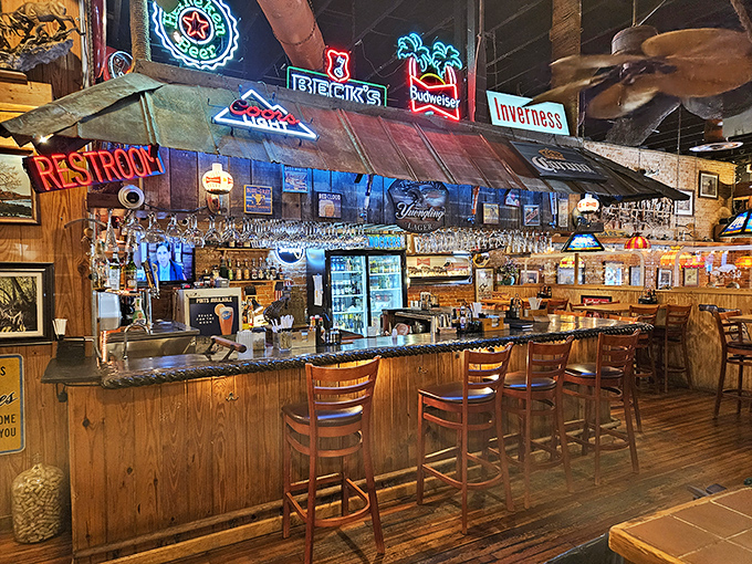 Where locals gather and visitors become friends &ndash; this rustic bar with neon signs offers cold drinks and warm conversation.