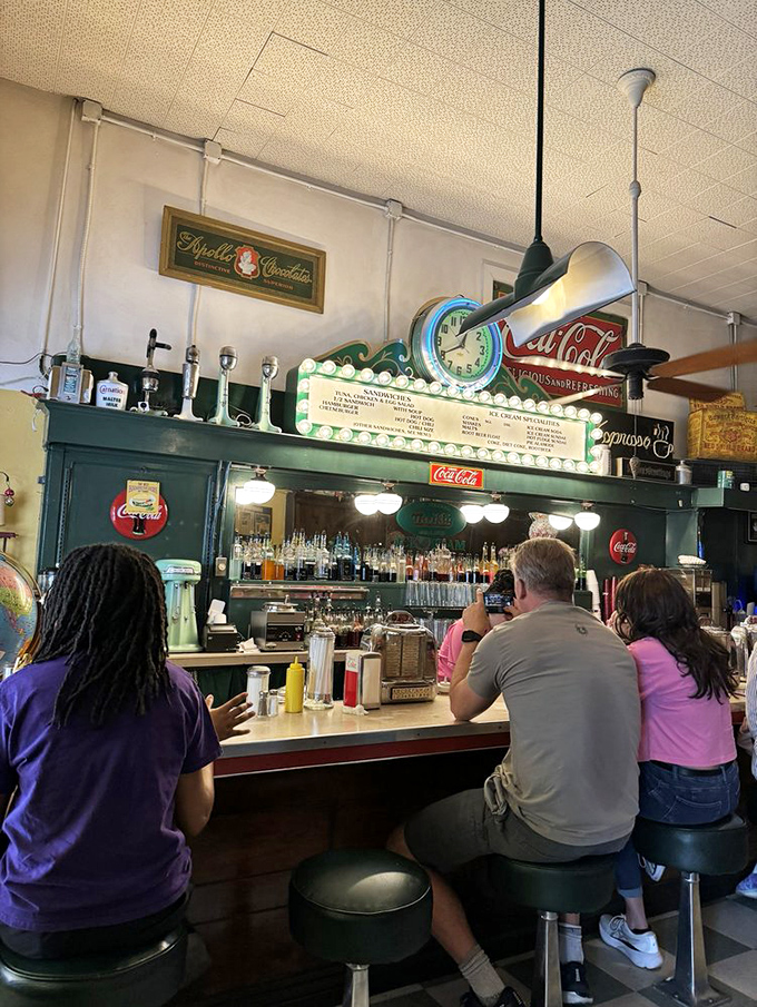 From this angle, you can almost hear the fizz of the soda and the clinking of spoons against glass as memories are made.