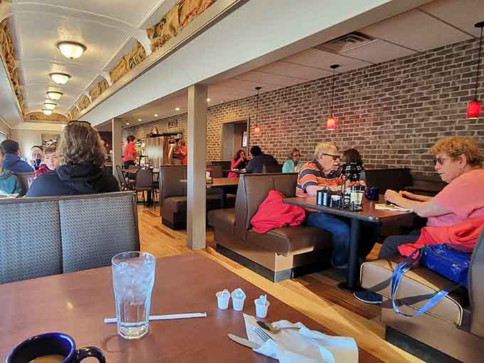 Large groups gather around tables loaded with food, proving Berardi's handles everything from solo diners to family reunions.