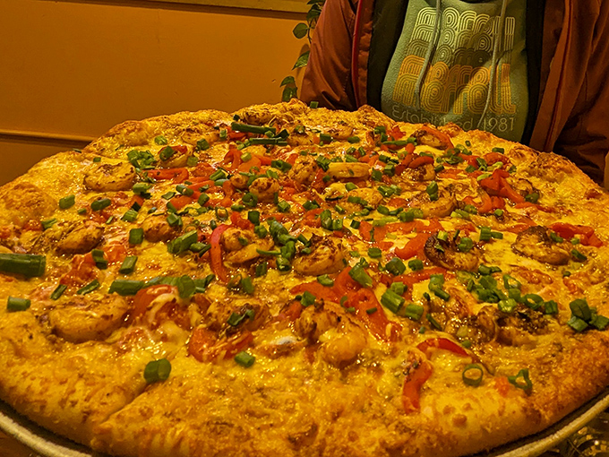 This colorful pizza highlights fresh toppings and bold flavors, showing creativity that feels fun, balanced, and inviting.