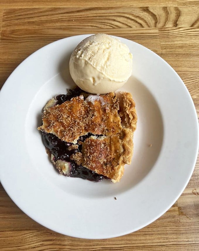 This blueberry pie is so good, it might make you forget about lobster for a hot minute. It's summer in Maine, served &agrave; la mode.