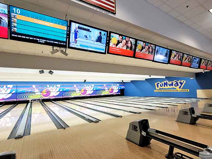 Funway's bowling alley offers pristine lanes where friendly competition continues long after the checkered flag waves.