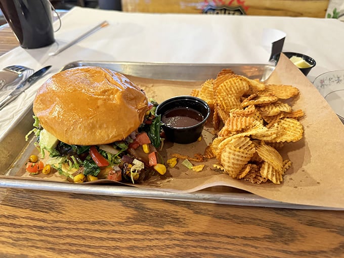 Burger with Chips: A burger that doesn't hide in the shadow of barbecue &ndash; served with house-made chips that shatter with satisfying crispness.