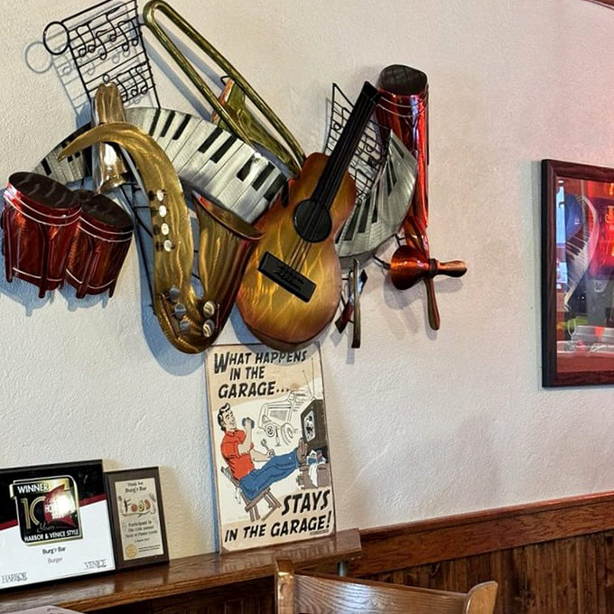 Musical instruments adorn the walls, silent witnesses to countless celebrations, first dates, and "just because" meals.