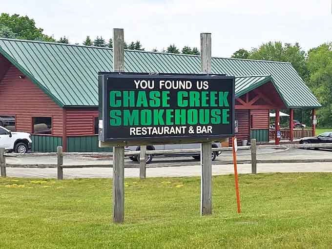 YOU FOUND US proclaims the welcoming sign, a fitting greeting for a destination restaurant that rewards those who venture off the beaten path.