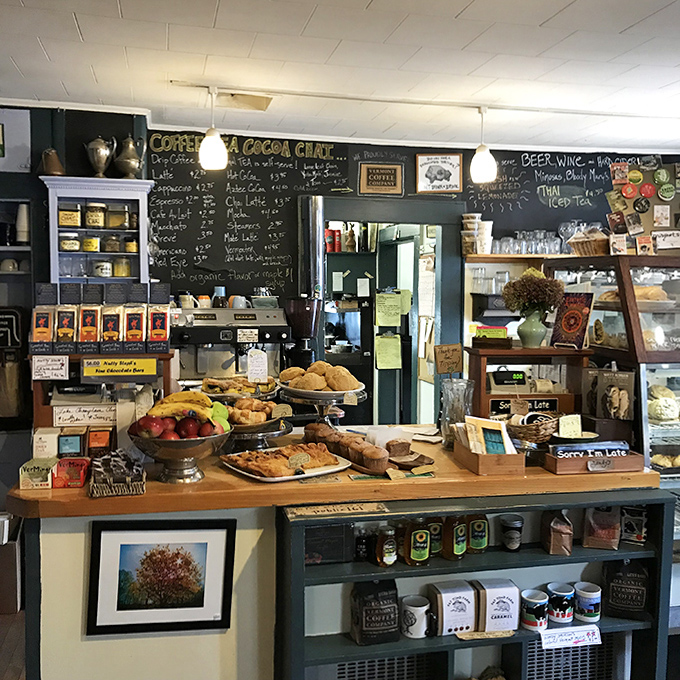 Fresh-baked goods and locally roasted coffee create an aromatic welcome, while handwritten signs add the personal touch that big chains can't replicate.