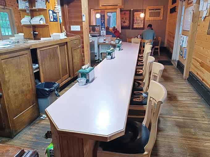 Counter seating offers a front-row view of the action, perfect for solo diners or anyone who enjoys watching the restaurant rhythm.