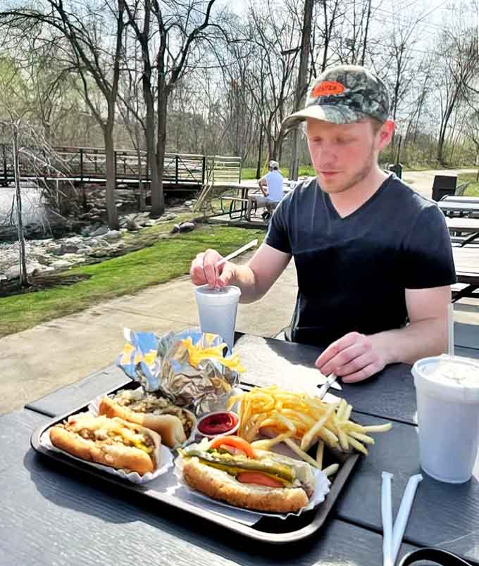 Diner: Nothing beats outdoor dining with a loaded tray of Coney Island classics &ndash; this gentleman knows the secret to Michigan summer perfection.