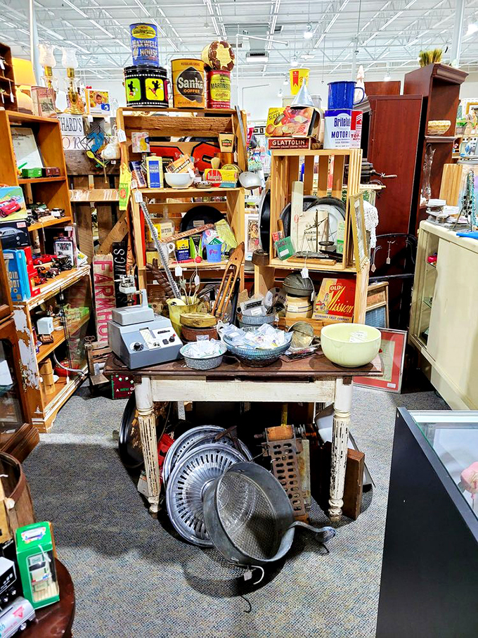 From vintage coffee tins to classic kitchen tools, this booth captures the essence of American nostalgia.