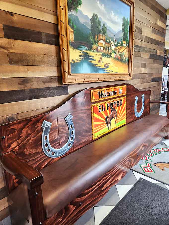 Even the waiting area shows attention to detail, with rustic touches that set a welcoming tone.