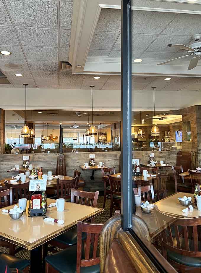 Modern touches blend seamlessly with classic diner charm in this thoughtfully designed space that feels both fresh and familiar.