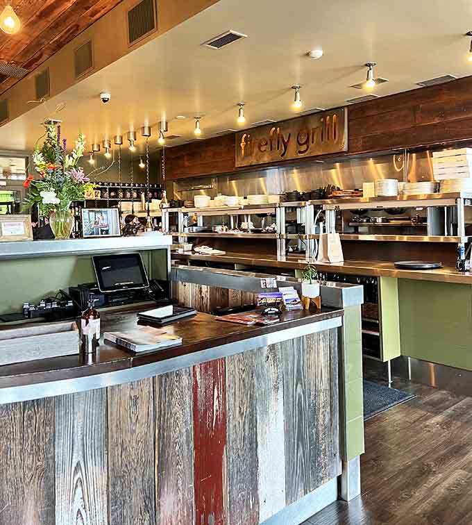 The front counter and open kitchen invite you to watch the culinary magic happen, because transparency is always a good ingredient.