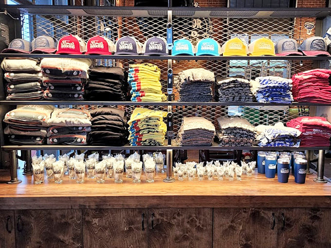 Branded merchandise lets fans take home a piece of the Ford's Garage experience, from hats to glassware, because sometimes you need that souvenir to prove it was real.