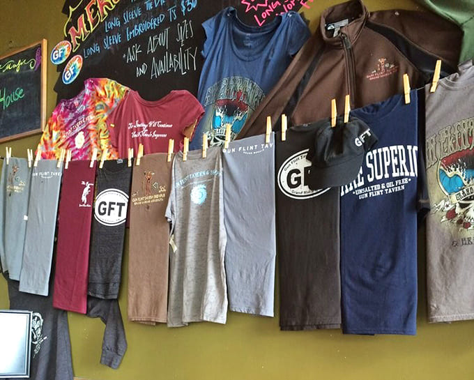 T-shirts hanging on the wall like trophies let you take a piece of Gunflint Tavern home, though the memories work just as well.