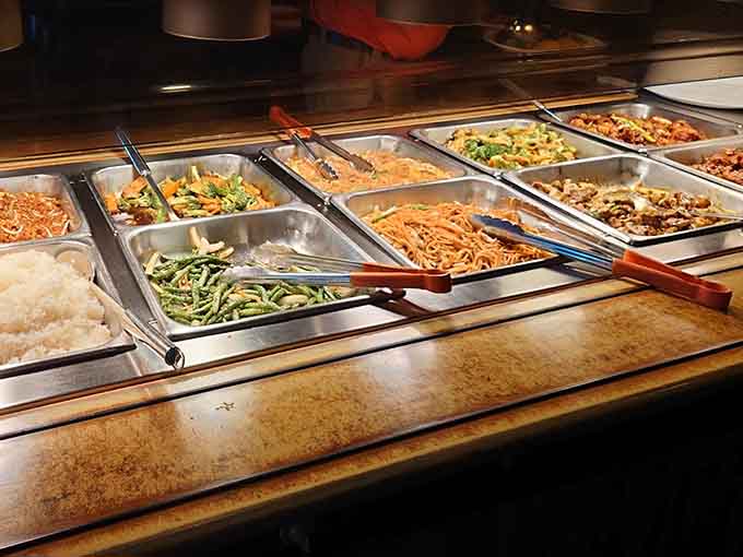 The buffet setup offers variety and abundance, allowing diners to sample multiple dishes and discover new favorites at their own pace.