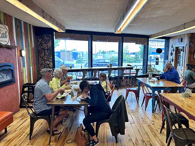 Happy diners enjoying their meals is always the best advertisement, and these folks clearly know they've found something special.