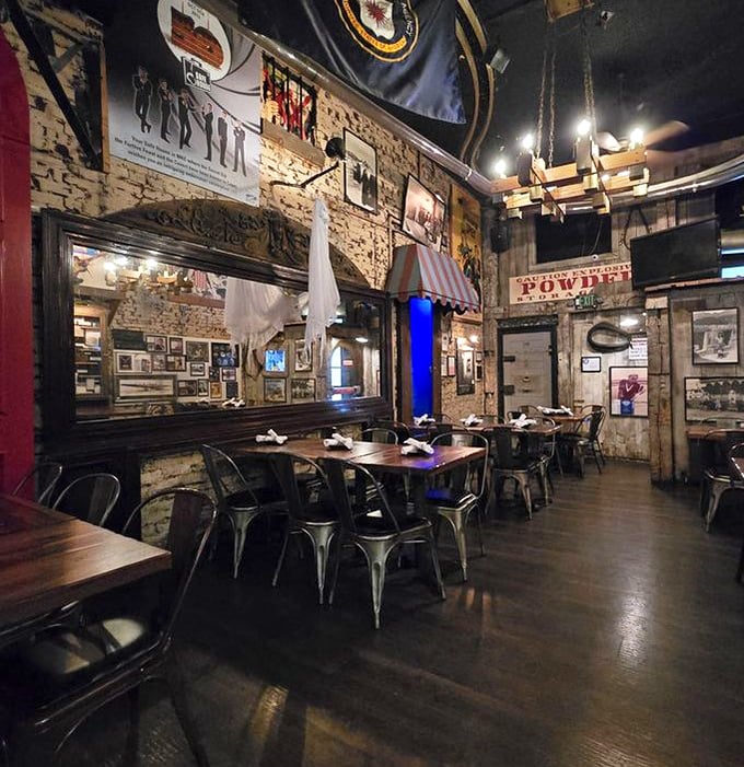 The main dining area feels like stepping into a spy movie set, with every detail carefully crafted for immersion.