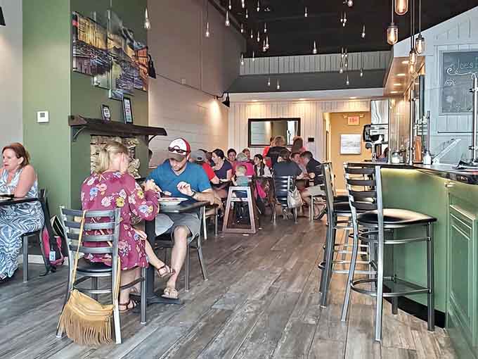 A packed dining room tells you everything you need to know: this is where Milford comes for pizza that's worth talking about.