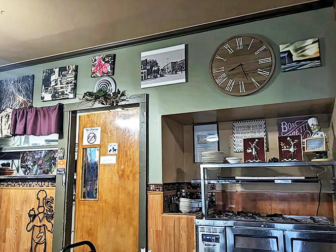 Kitchen Wall: The heart of the operation, where decades of cooking wisdom transform simple ingredients into the comfort food that keeps bringing people back.