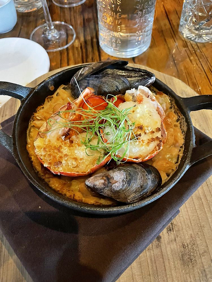 A seafood spectacle that would make Poseidon himself jealous. This dish proves that sometimes, playing with your food is not just allowed, but encouraged!