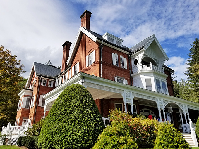 The Marsh-Billings-Rockefeller mansion stands proudly amid manicured grounds, a testament to conservation before it became fashionable.