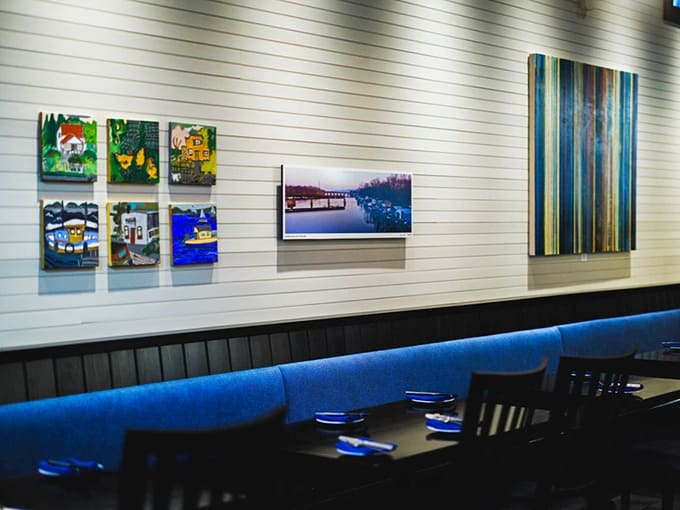 Local art adorns the walls, adding character and community connection to an already inviting space that celebrates all things creative.