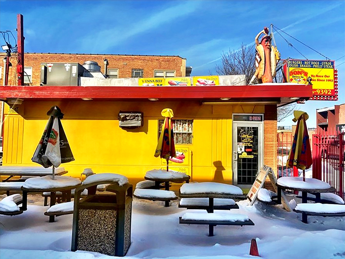 Winter wonderland meets comfort food haven. At Don's, even snowflakes can't resist the aroma of fried delights.