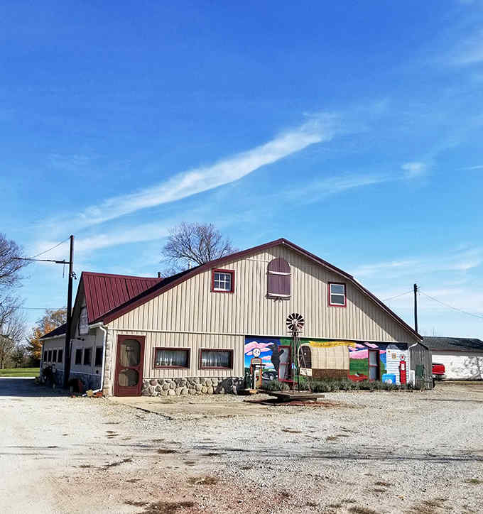 The barn's colorful murals hint at the creativity waiting inside &ndash; a roadside beacon for those who appreciate history with personality.