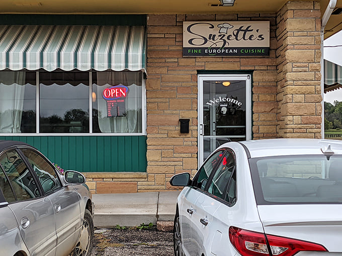 Even the parking lot has character, because at Suzette's, the journey begins the moment you arrive and spot that welcoming entrance.