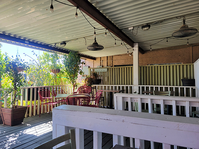 The porch offers desert dining perfection &ndash; where the Arizona breeze carries conversations and the scent of breakfast to neighboring tables.
