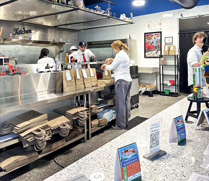Behind the scenes of sandwich magic &ndash; where stacks of paper bags await their destiny as vehicles for deliciousness.
