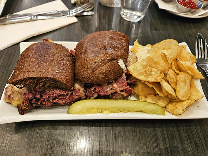 The Reuben &ndash; a monument to proper corned beef treatment, with sauerkraut that retains just enough bite and Swiss cheese melting into every crevice.